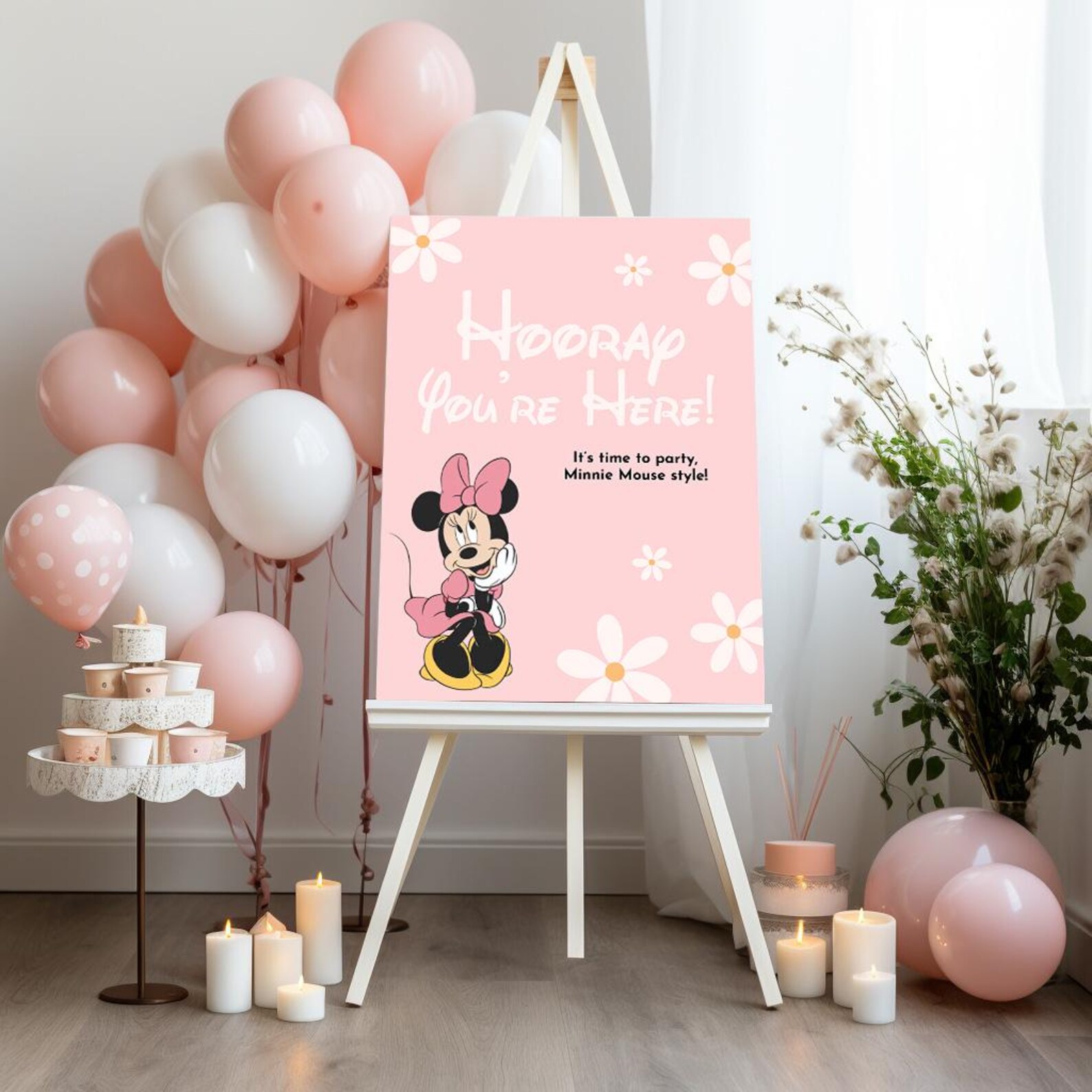 Editable Minnie Mouse Birthday Welcome Sign | Disney Party Decor, Oh ...