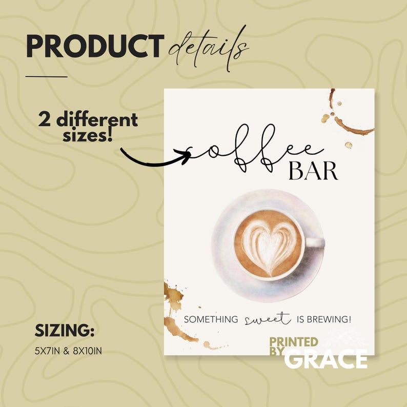 Coffee Bar Sign, Editable Template | Coffee Baby Shower Table Sign, Bridal Shower, A Baby is ...