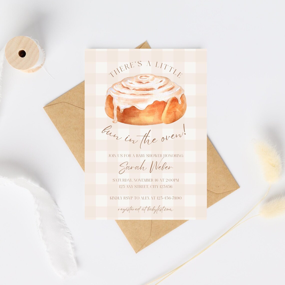 Cinnamon Roll Baby Shower Invitation: Gender Neutral, Fall Theme ...