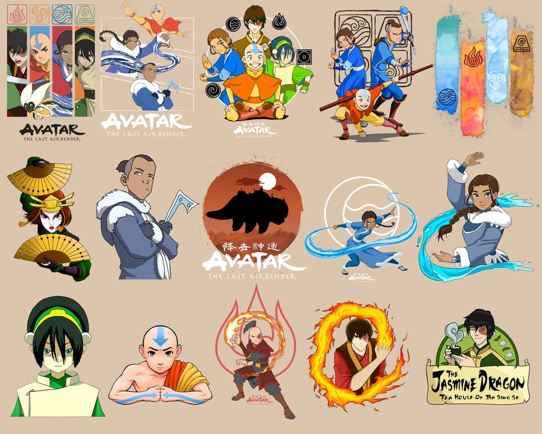 Airbender Design Shirt Bundle, Jasmine Dragon Png, Aang Png, Sokka Png ...