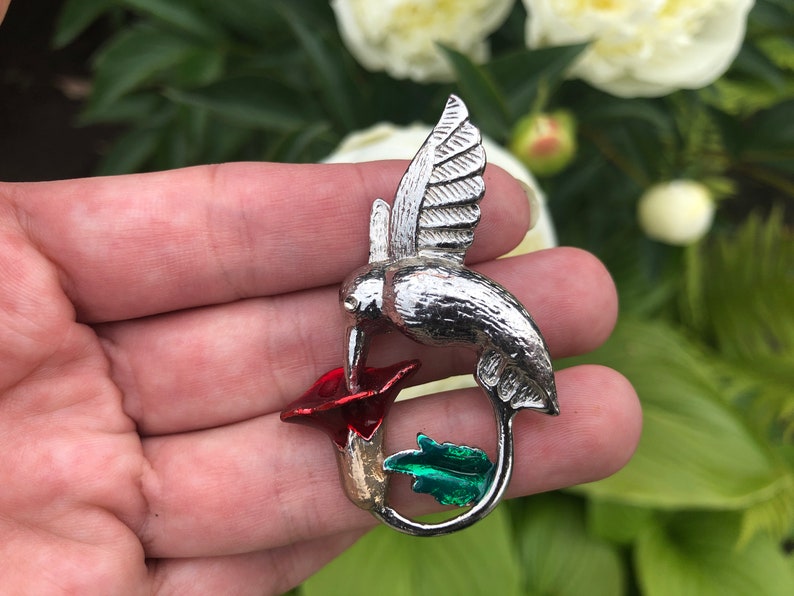 Silver Enamel Hummingbird Brooch Vintage Ukraine Shop Bird - Etsy