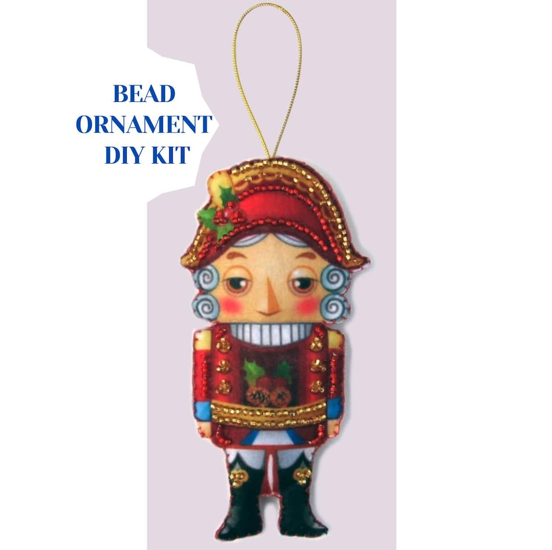 Nutcracker Bead on Felt Embroidery DIY Christmas Ornament Kit for ...