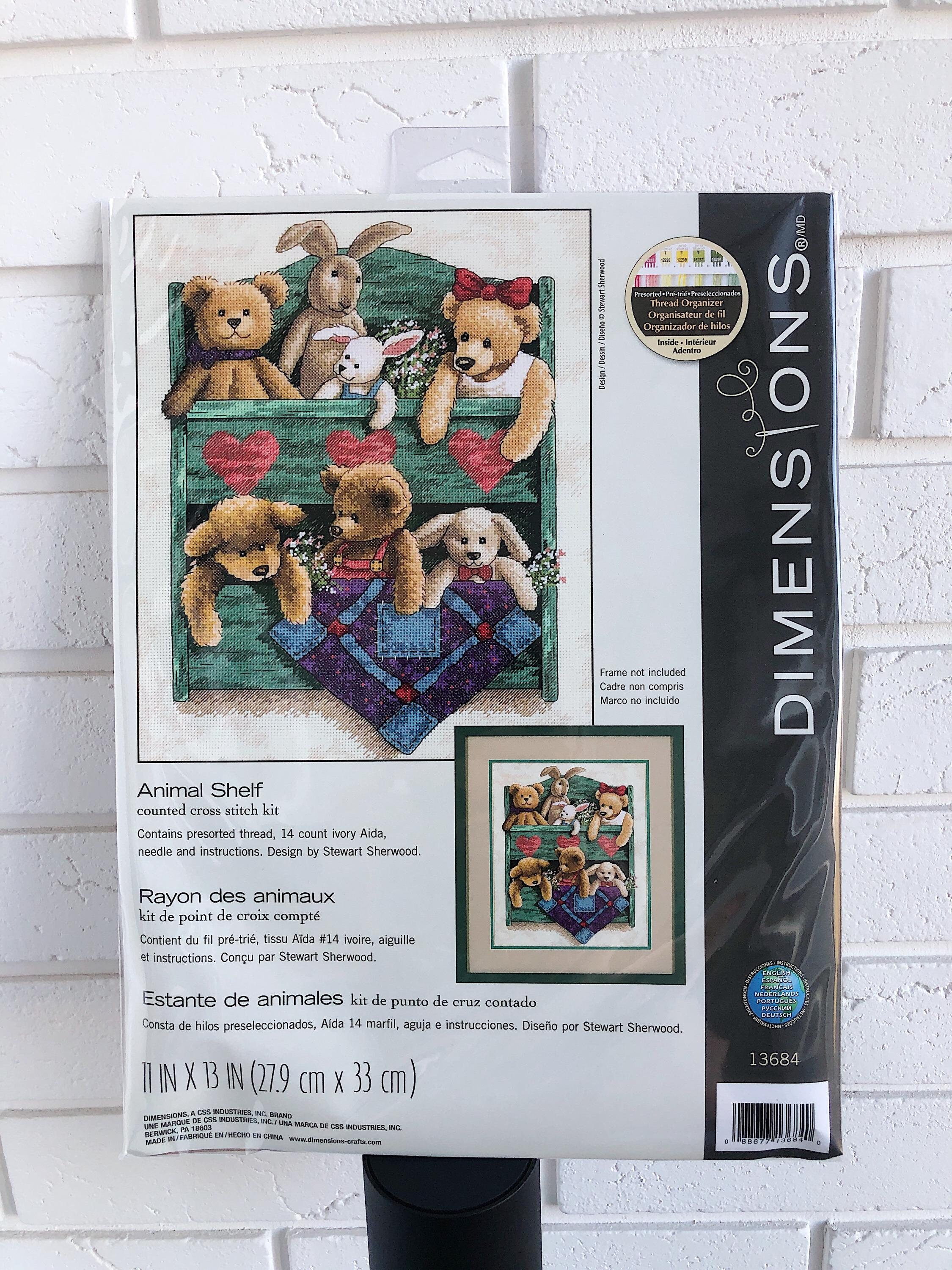 Animal Shelf Dimensions Counted Cross Stitch Kit 13684 Cute Toys Teddy ...