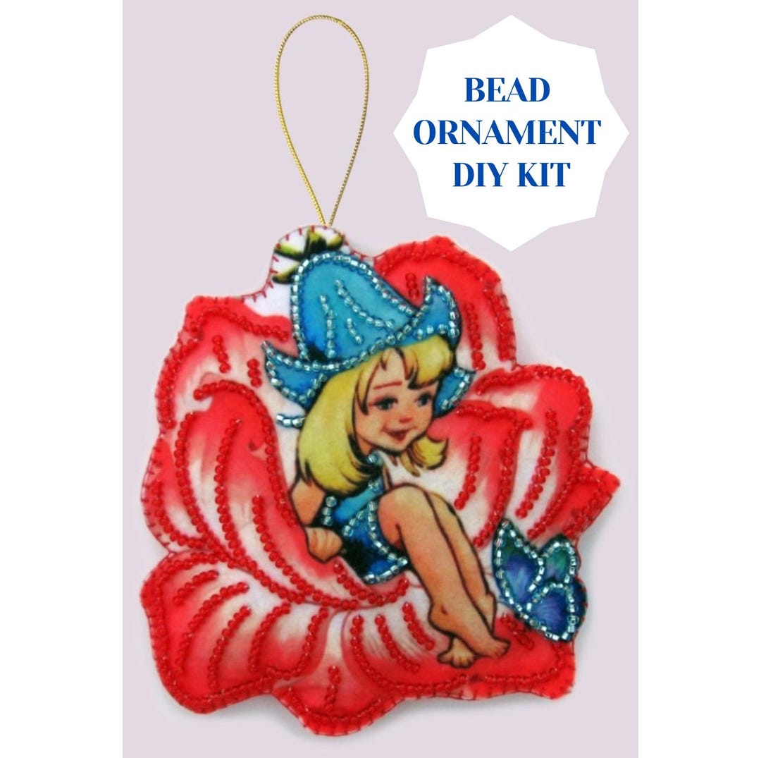Thumbelina Bead on Felt Embroidery DIY Christmas Ornament Kit for Winter Home Decor, Cute ...