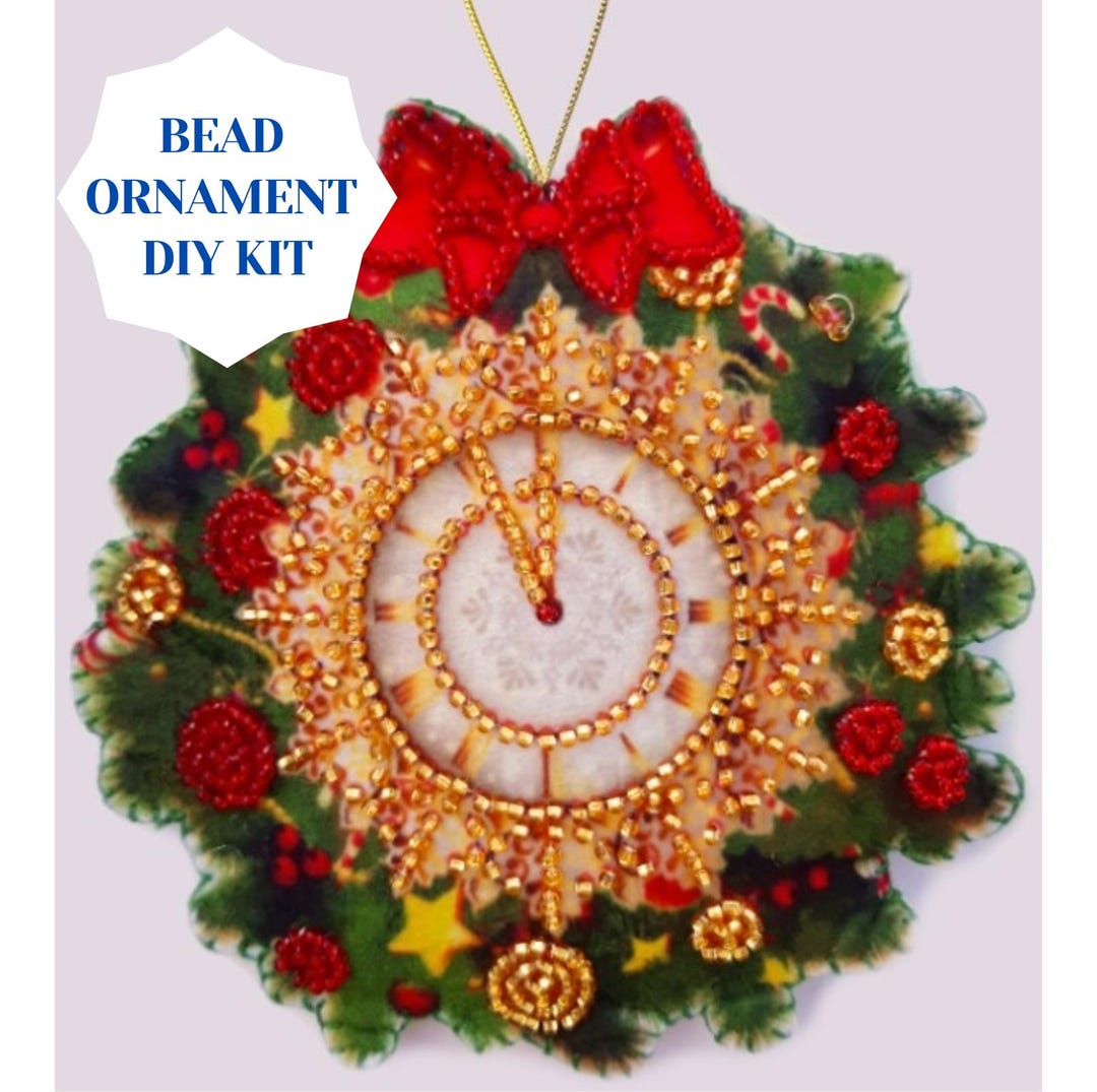 Clock Bead on Felt Embroidery DIY Christmas Ornament Kit, Set for ...