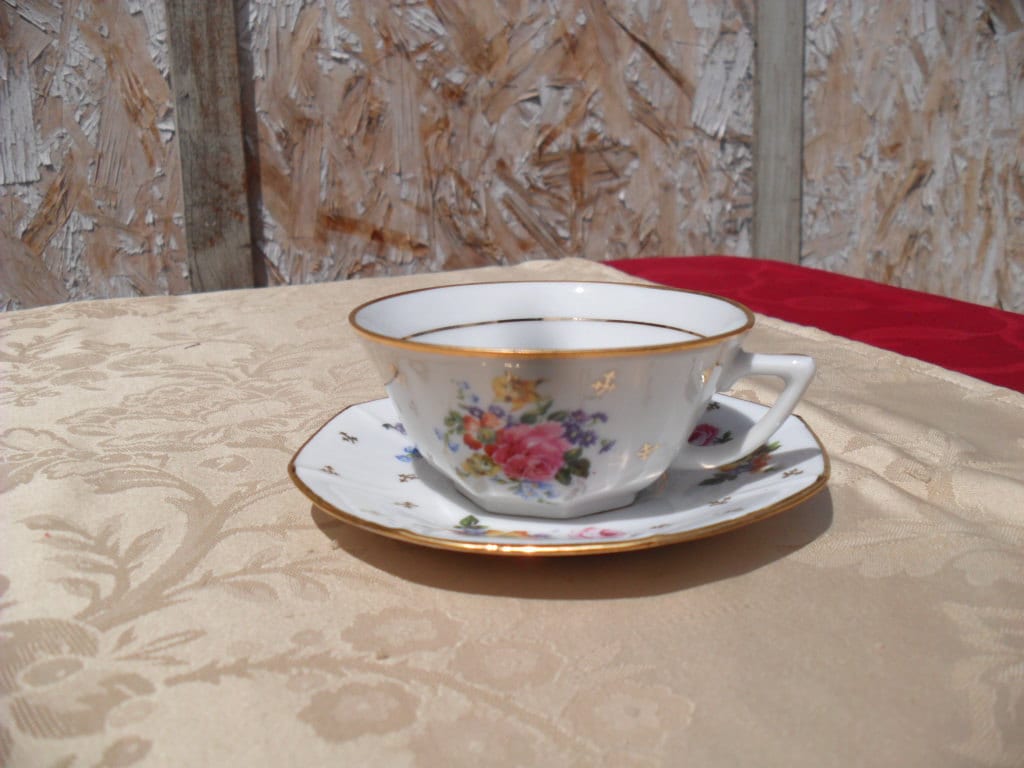Tea Cup and Saucer Set, Made in France Tea Set, Hand Painted Tea Set - Etsy