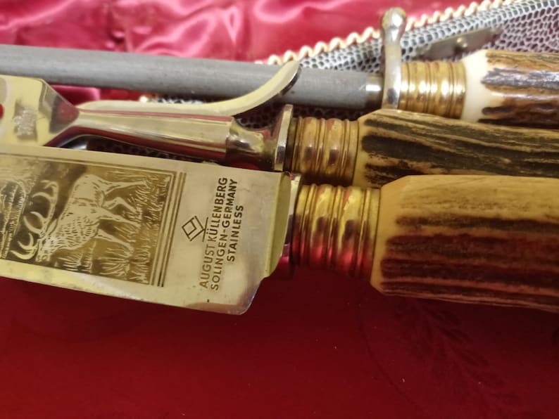 August Kullennberg Solingen Germany Stainless Steel Carving Set in a ...