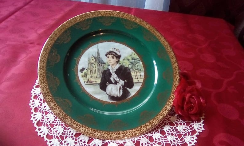 Vintage Western Germany Plate, Collector Plate, Green Plate With Hand ...