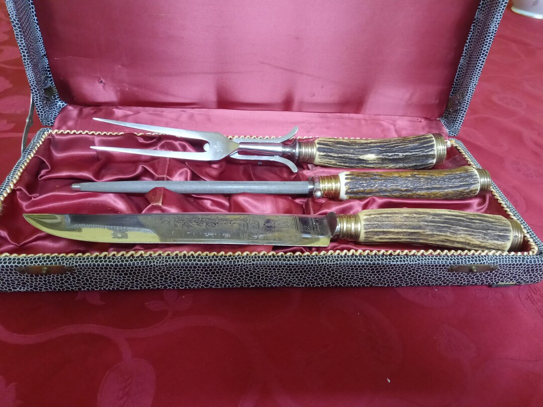 August Kullennberg Solingen Germany Stainless Steel Carving Set in a ...