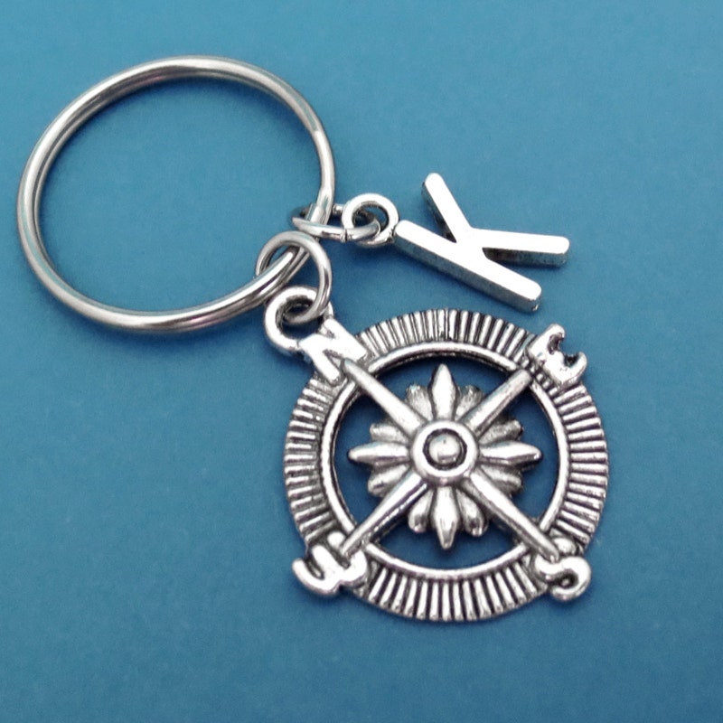 Engraved Compass Keychain - Etsy