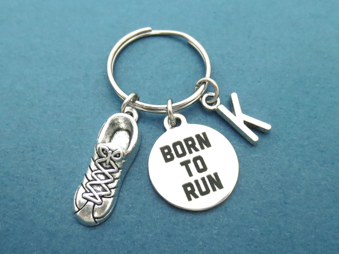 Personalized, Letter, Initial, Born to Run, Runner, Keychain, Keyring ...