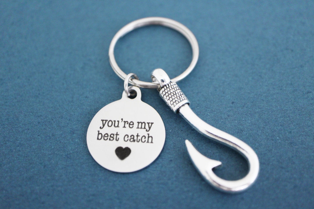 You're My Best Catch, Heart, Fish, Hook, Keychain, Love, Keyring ...