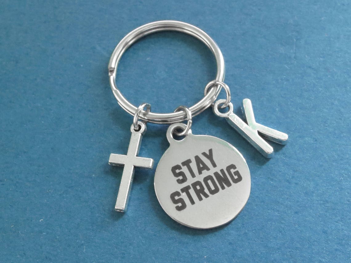 Personalized Letter Initial Cross STAY STRONG Silver - Etsy Canada