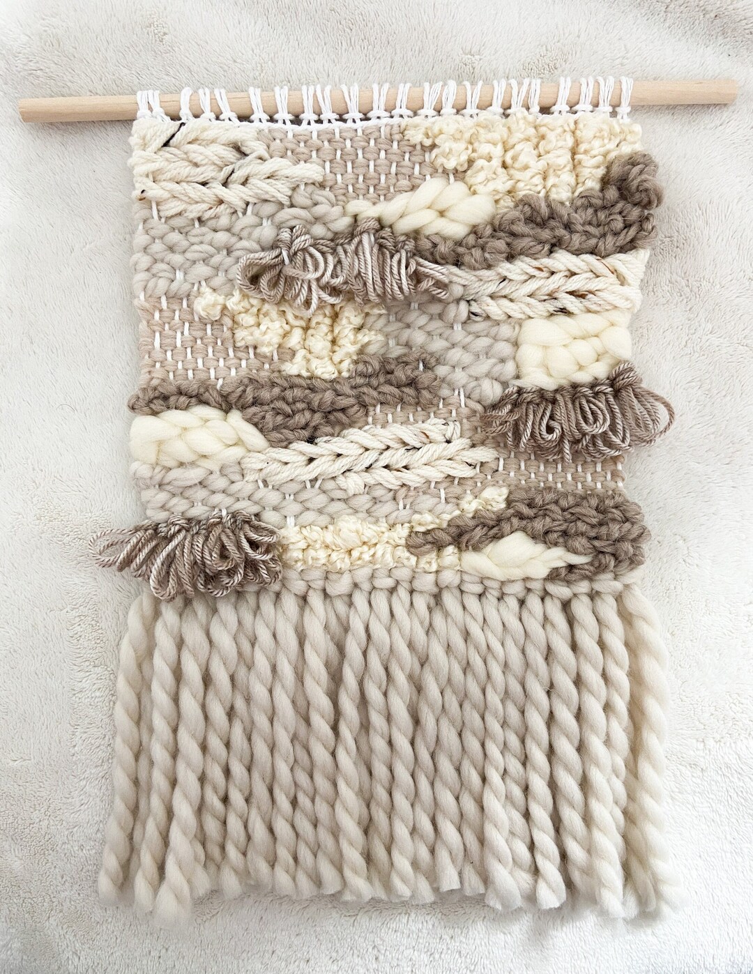 Neutral Beige Weaving - Tapestry - Wall Hanging - Yarn Hanging ...