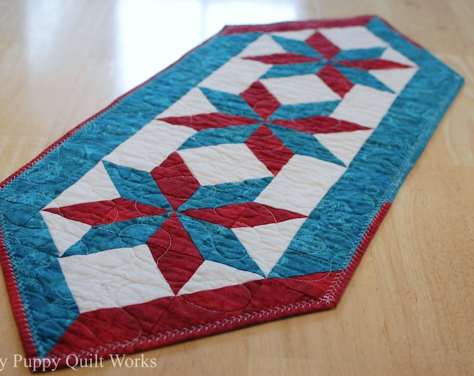 Quilted Star Table Runner, Red White and Blue Table Runner, Americana ...