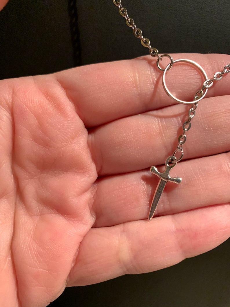 POST MALONE Inspired Sword Y-chain Necklace // circles - Etsy