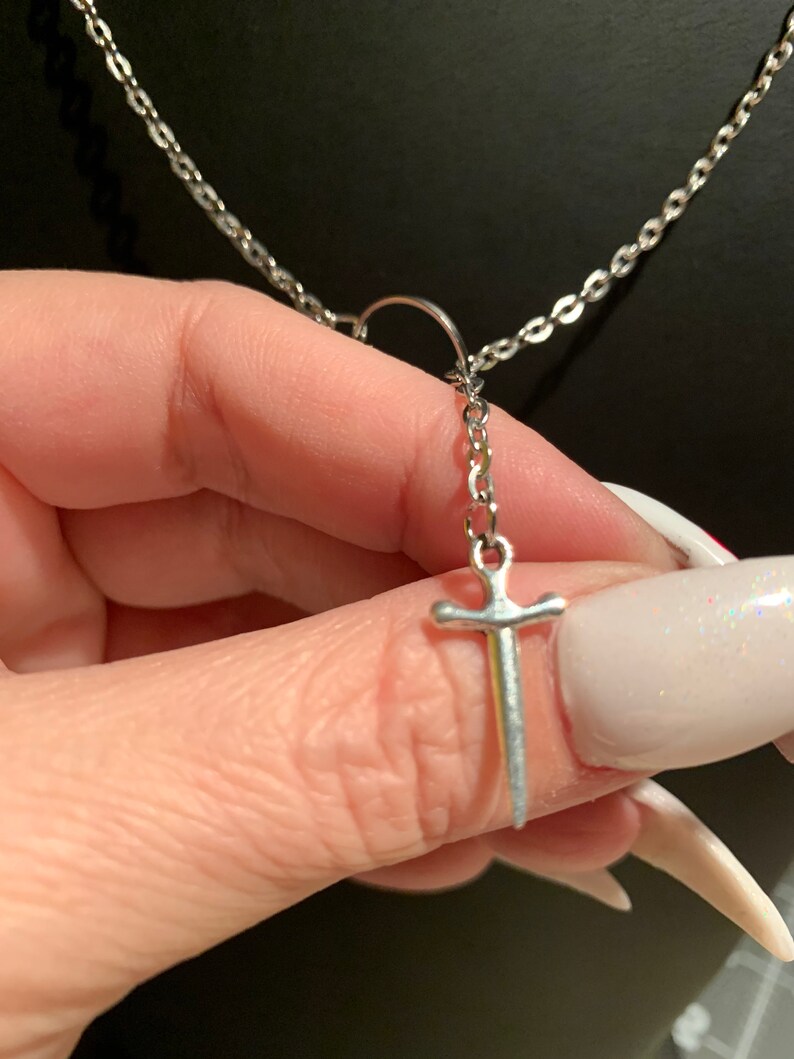 POST MALONE Inspired Sword Y-chain Necklace // circles - Etsy