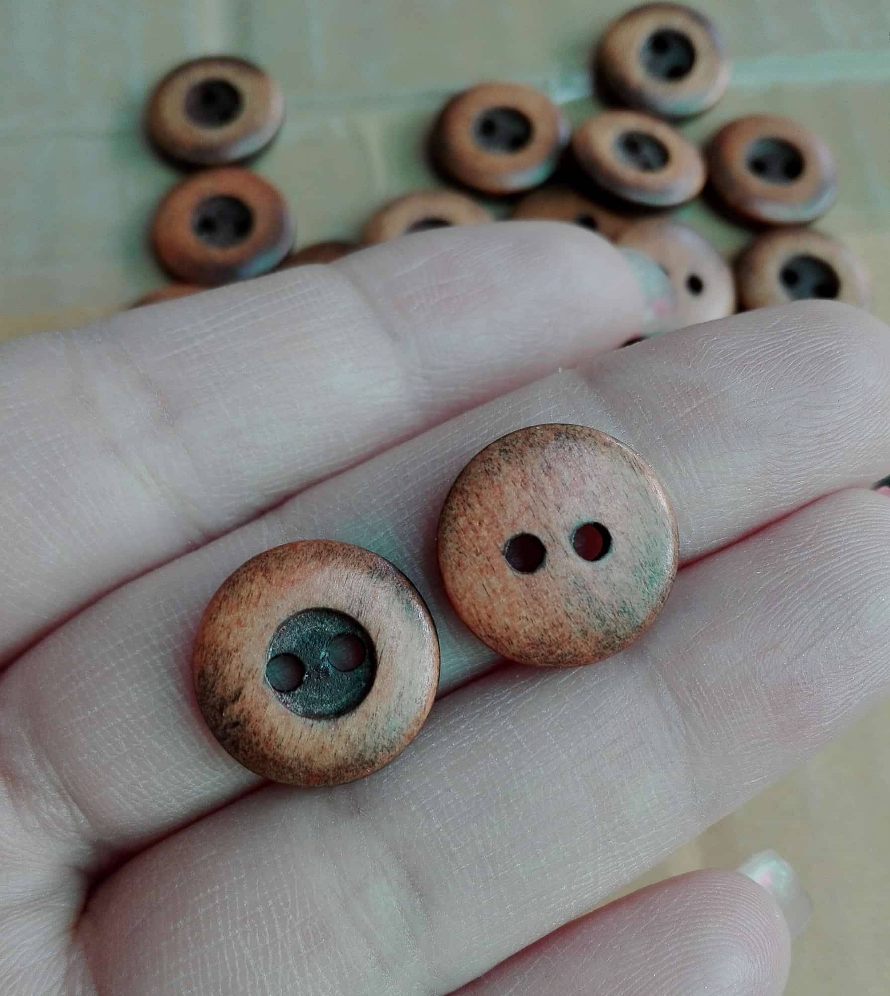 15mm Dark Brown Wooden Buttons - 2 Hole Wood Button - Wooden Buttons ...