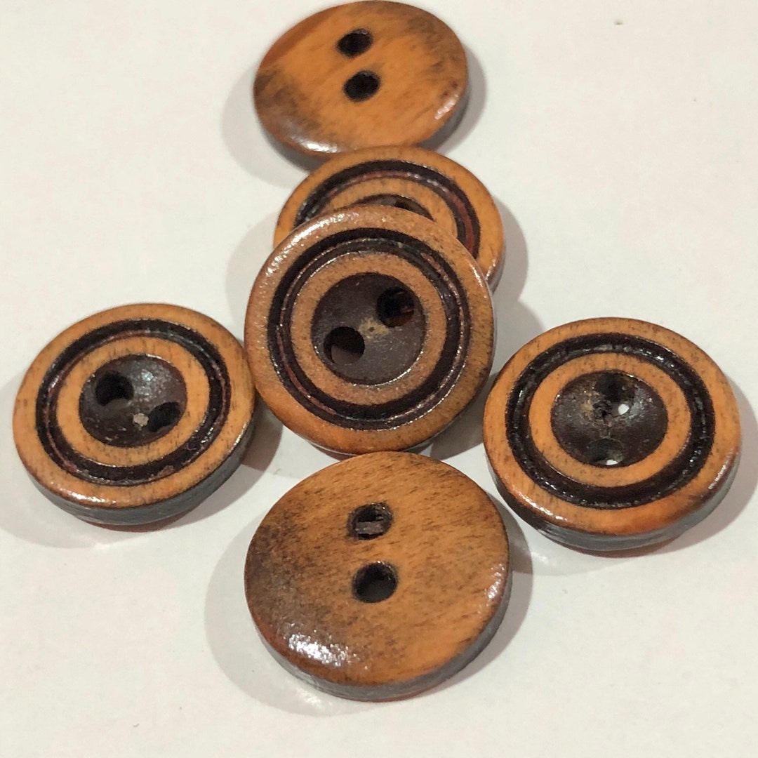 15mm Dark Brown Wooden Buttons - 2 Hole Wood Button - Wooden Buttons ...