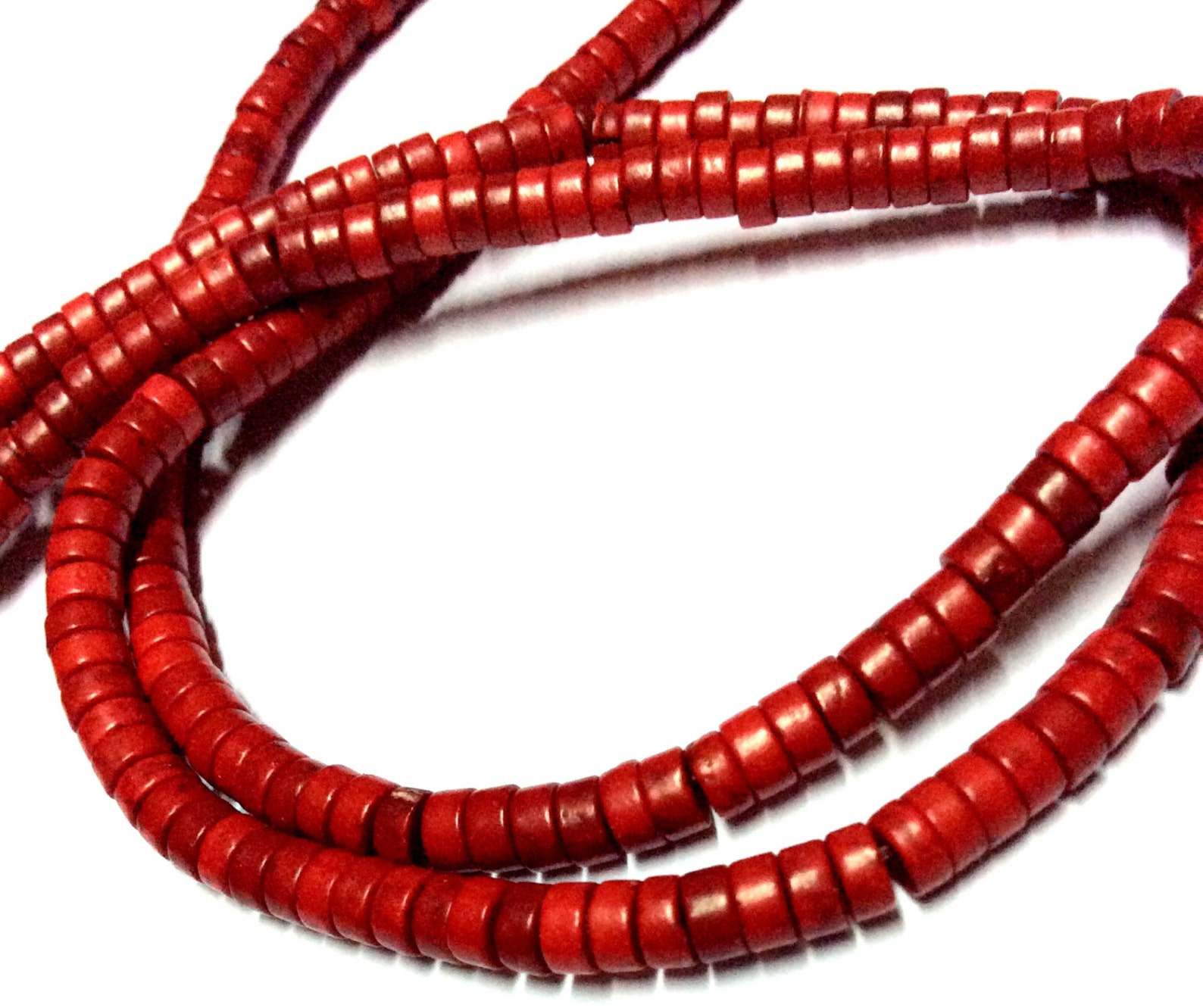 4mm Dark Red Turquoise Gemstone Heishi Beads 15.5inch Full - Etsy