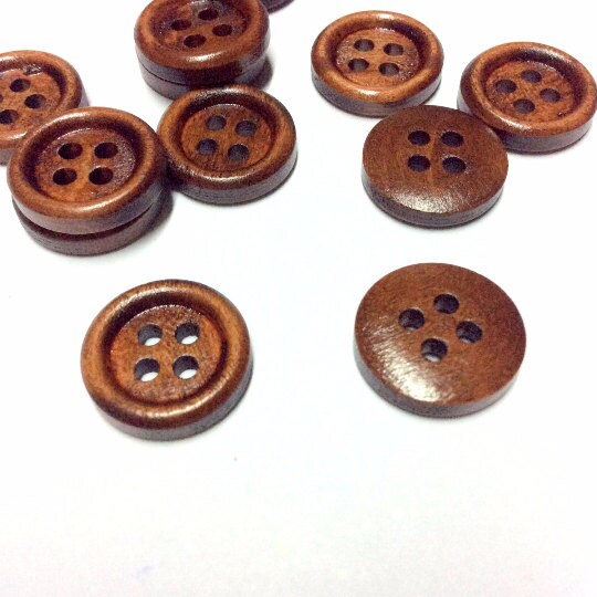 20mm Dark Brown Wooden Buttons - 4 Hole Wood Button - Wooden Buttons ...