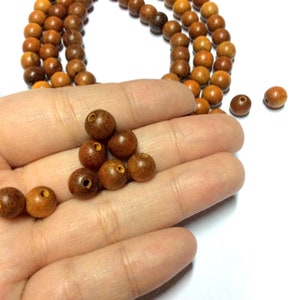 4,6,8mm Rust Brown Wood Beads - Wooden Beads - 14.5 Inch Full Strand ...
