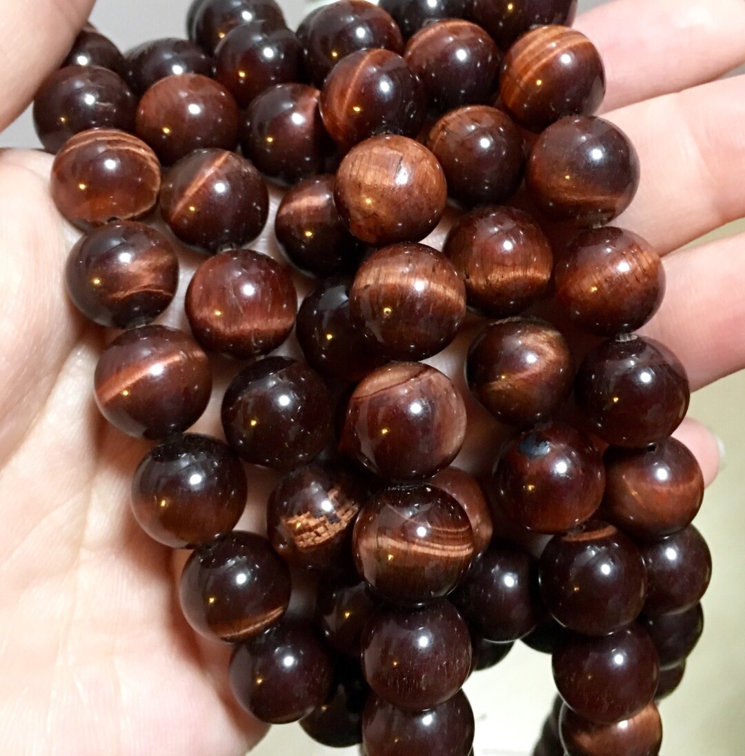 Red Tiger Eye Gemstone Beads - 15.5inch Full Strand - Round Gemstone ...