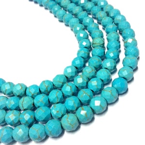 4,6,8,10mm Turquoise Faceted Beads - 14 Inch Full Strand - Faceted ...