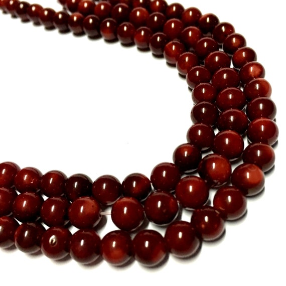 6mm Deep Red Coral Gemstone Beads 15.5inch Full strand | Etsy