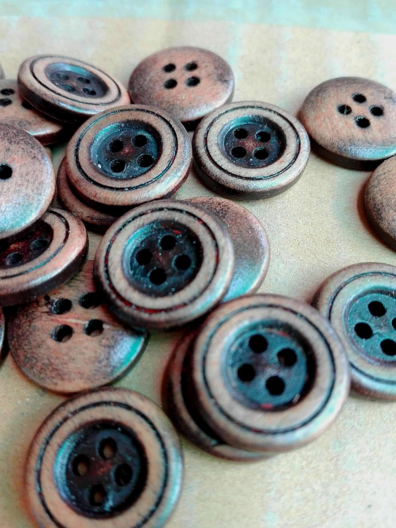 15mm Dark Brown Wooden Buttons - 4 Hole Wood Button - Wooden Buttons ...