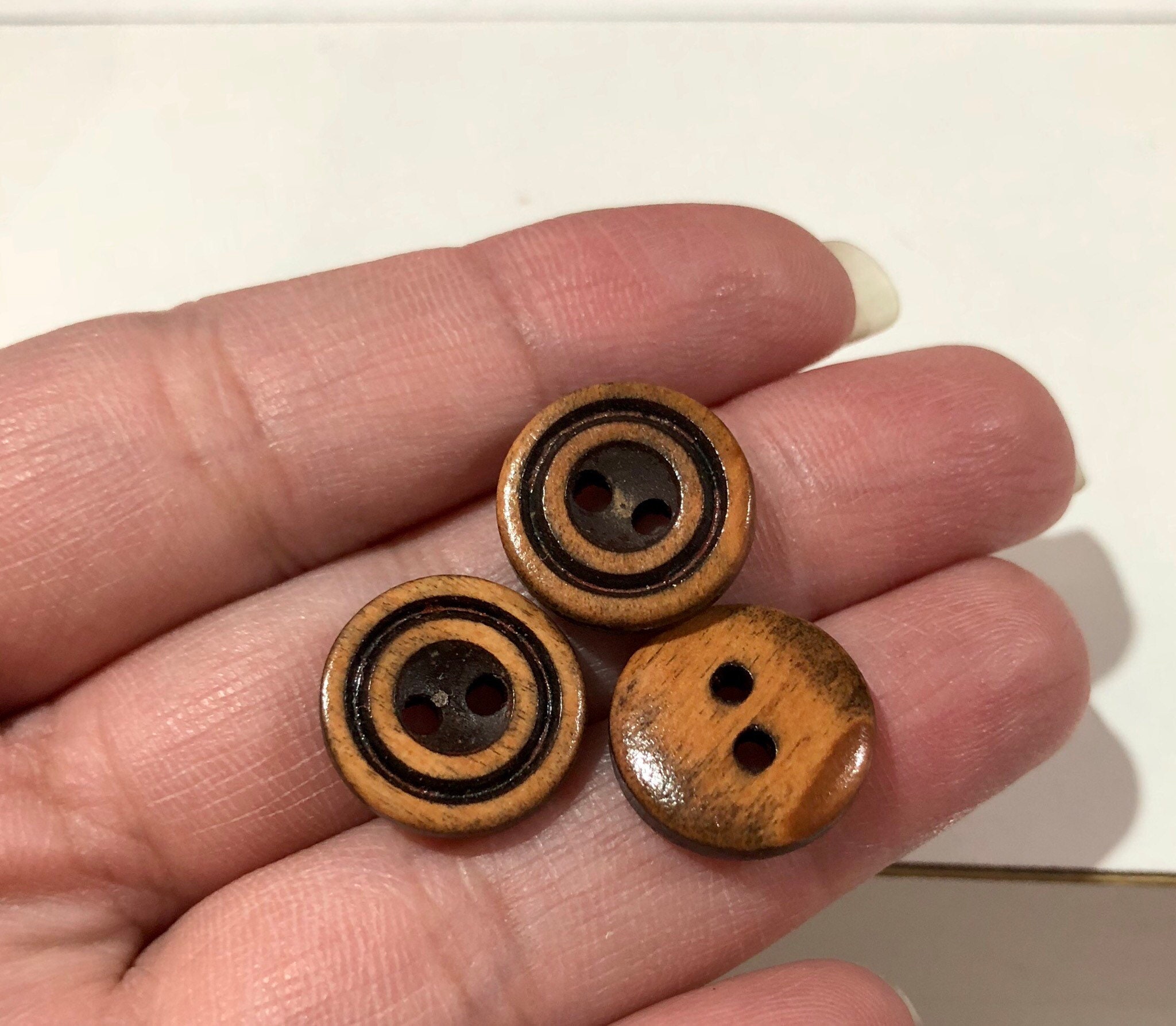 15mm Dark Brown Wooden Buttons 2 Hole Wood Button Wooden | Etsy