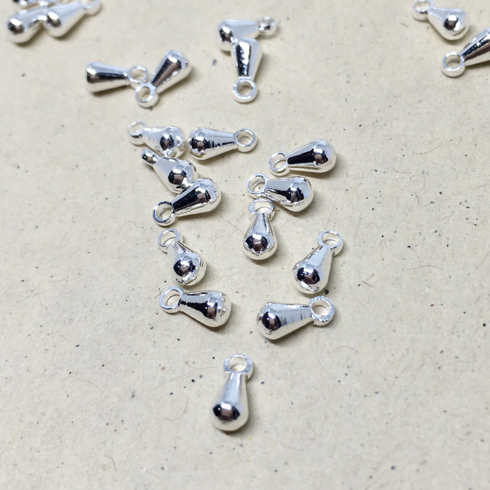50, 100 Pcs - Silver Teardrop Beads - Silver Beads - Findings Beads ...
