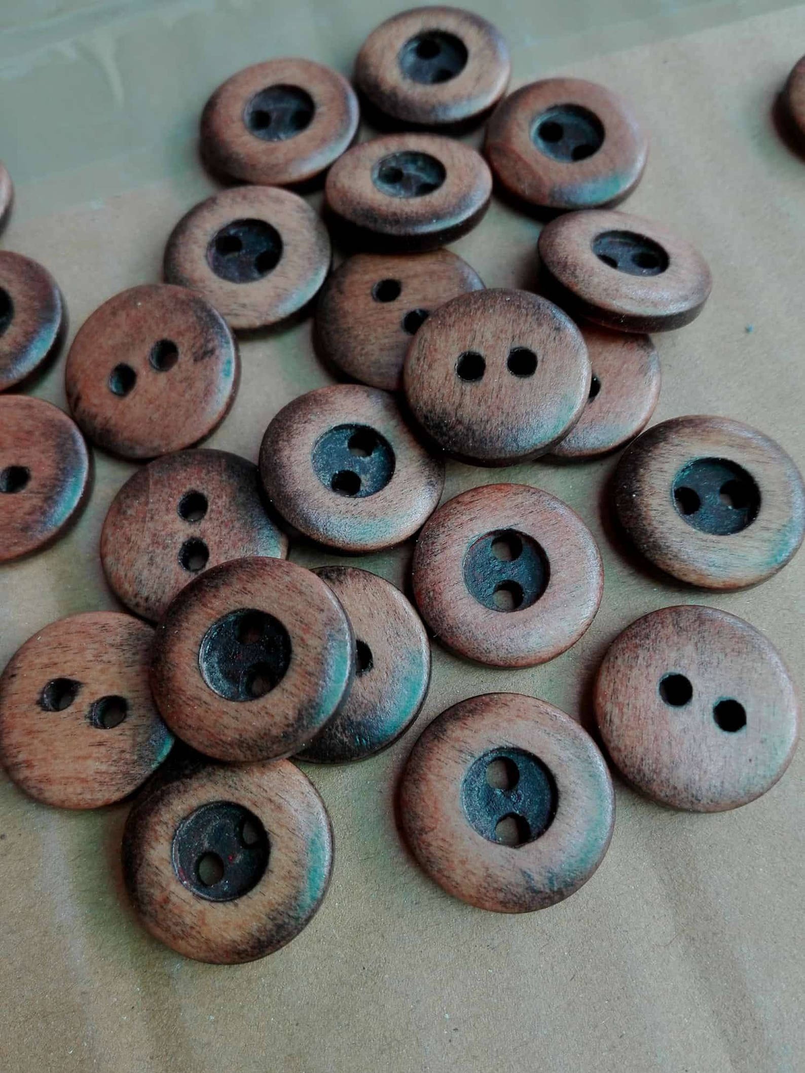 15mm Dark Brown Wooden Buttons 2 Hole Wood Button Wooden | Etsy