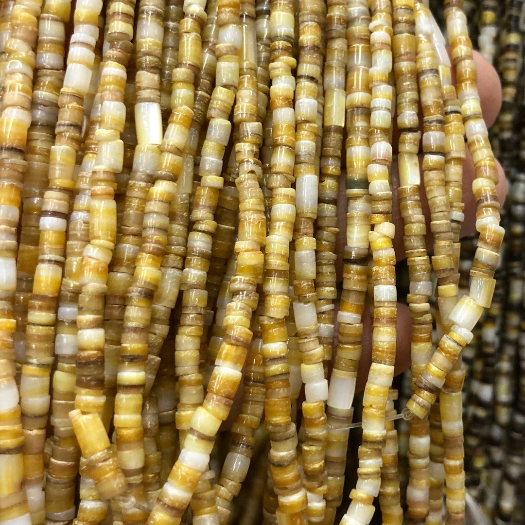 3mm Tube Shell Beads - 23 Inch Full Strand - Shell Beads - Tube Beads ...