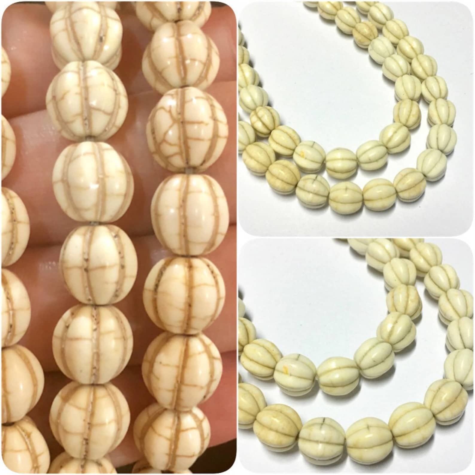 10mm Howlite Gemstone Pumpkin Beads 15inch Full strand - Etsy España