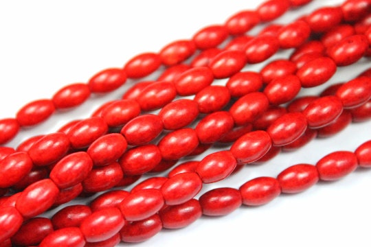 5mm Oval Red Turquoise Gemstone Beads Permanent Finish - Etsy