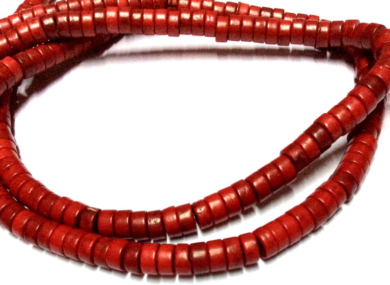 4mm Dark Red Turquoise Gemstone Heishi Beads 15.5inch Full - Etsy