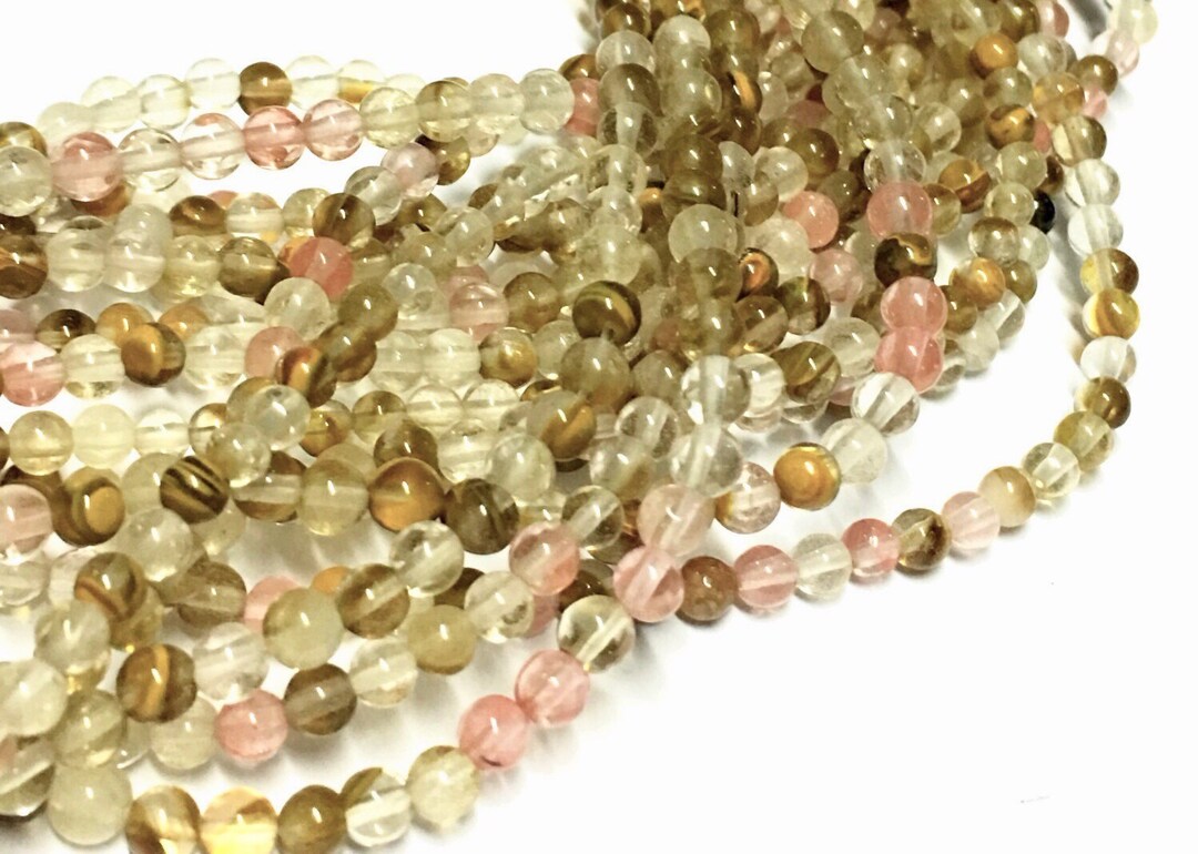 4mm Fire Cherry Quartz Gemstone Beads - 15inch Full Strand - Round ...