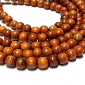 4,6,8mm Rust Brown Wood Beads - Wooden Beads - 14.5 Inch Full Strand ...