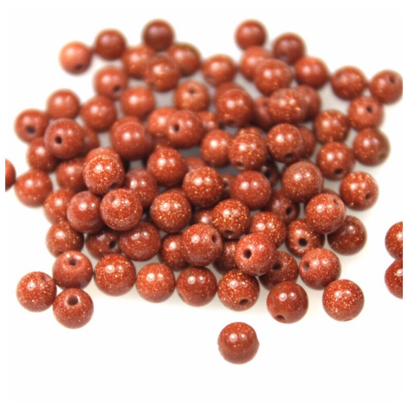 4mm Gold Sand Gemstone Beads - 15inch Full Strand - Round Gemstone ...