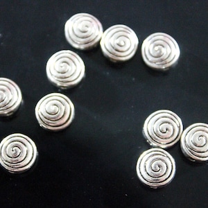 10 Pcs - Silver Swirl Spiral Flat Round Charms - Silver Swirl Spiral ...