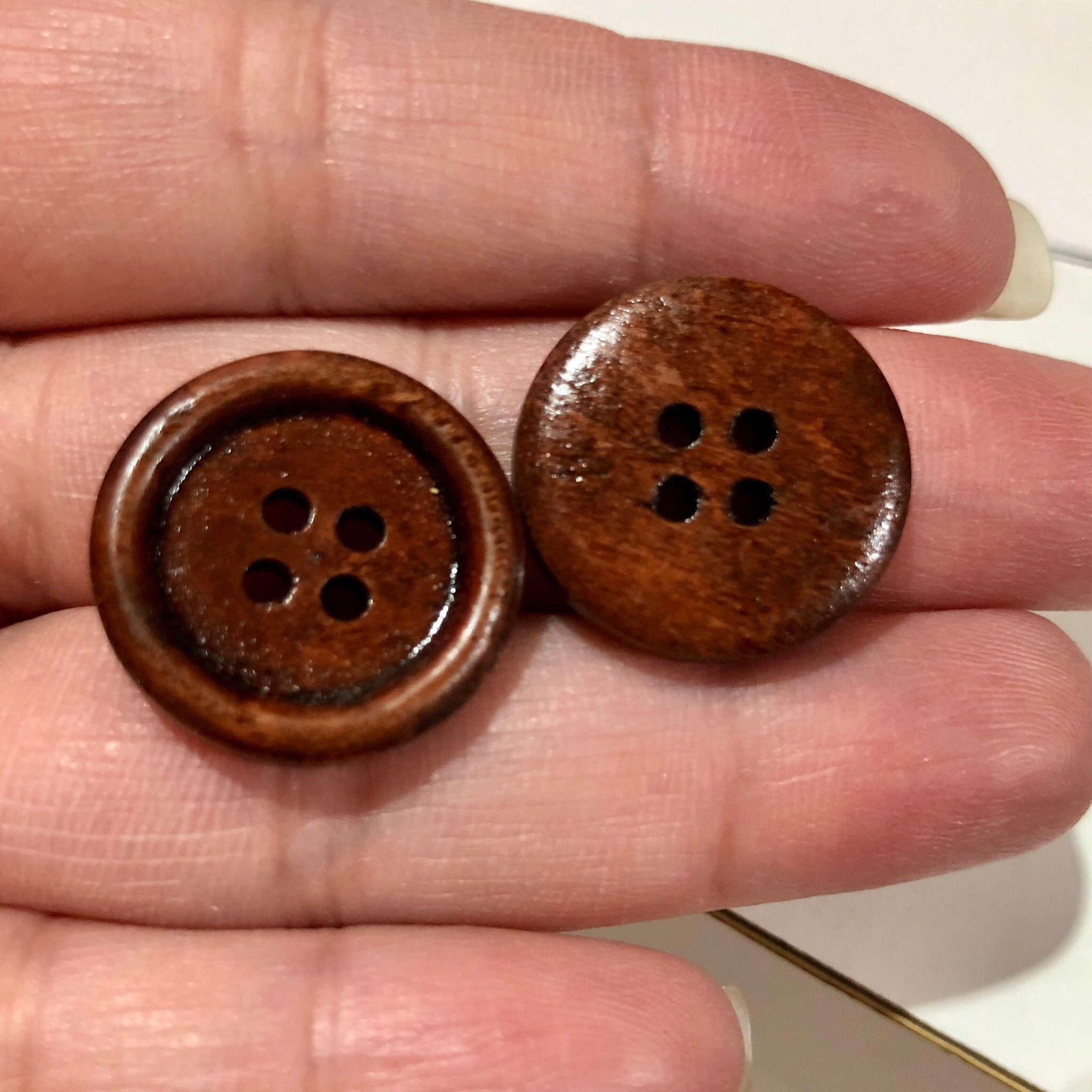 20mm Dark Brown Wooden Buttons 4 Hole Wood Button Wooden | Etsy