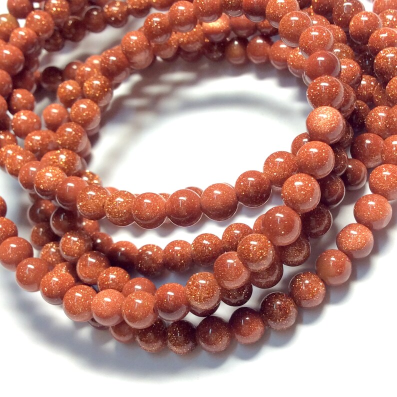 4mm Gold Sand Gemstone Beads - 15inch Full Strand - Round Gemstone ...
