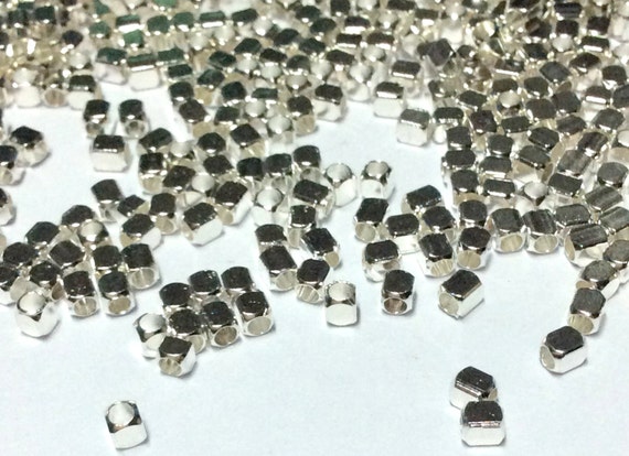 3mm X 2mm Silver Cube Beads Silver Cube Cube Beads | Etsy