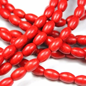 5mm Oval Red Turquoise Gemstone Beads - Permanent Finish - 16.5 Inch ...