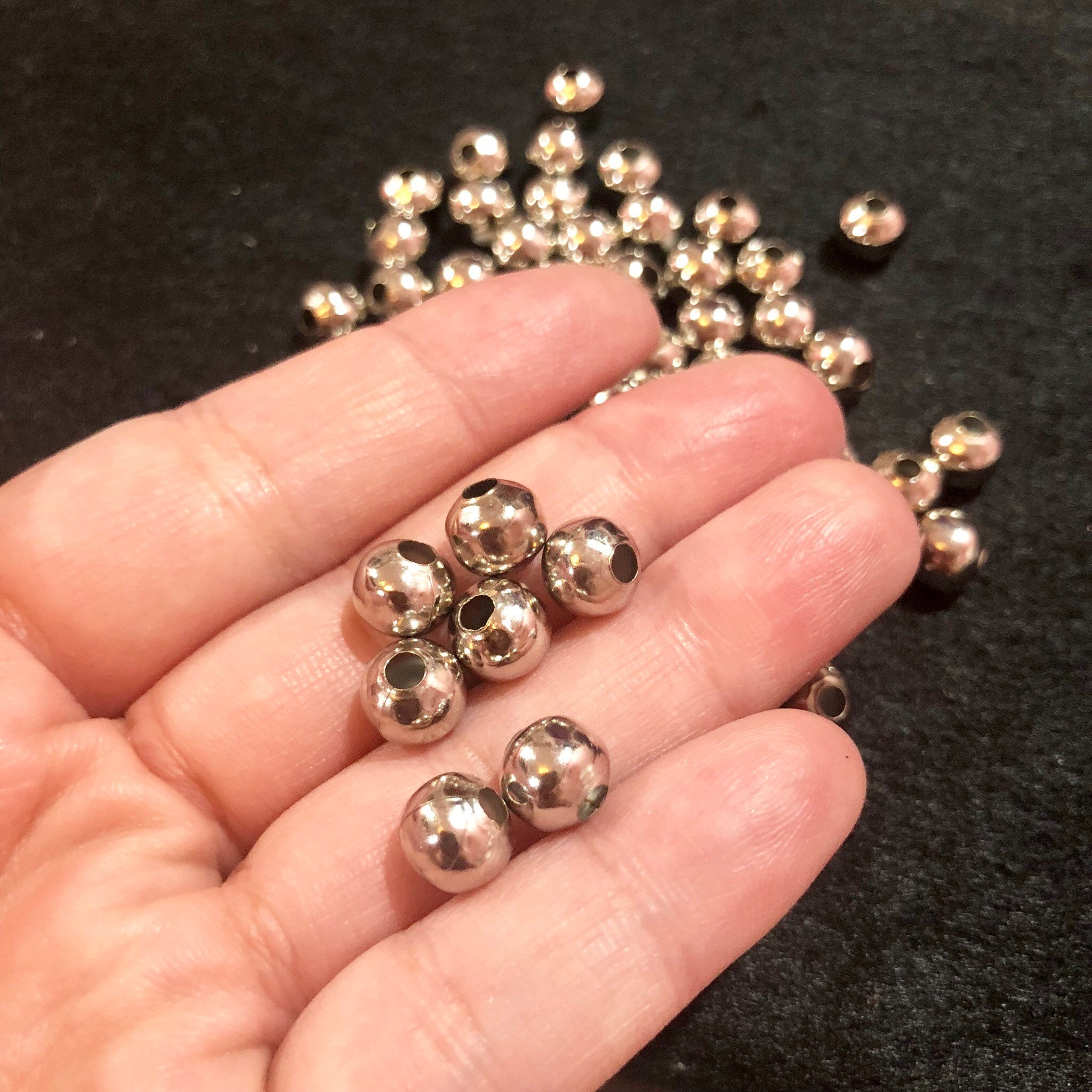 8mm Round Silver Beads - Silver Balls - Silver Plated Beads - Etsy