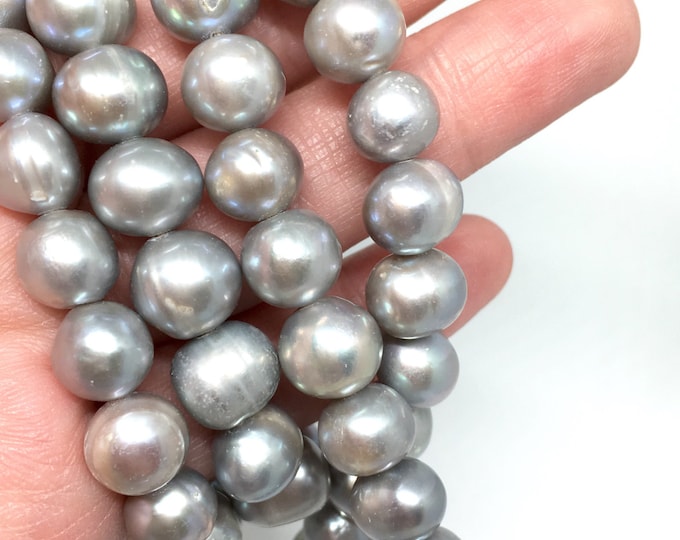 9beads - 10mm Silver Grey Pearl Beads - Grey Pearl - Baroque Pearl ...
