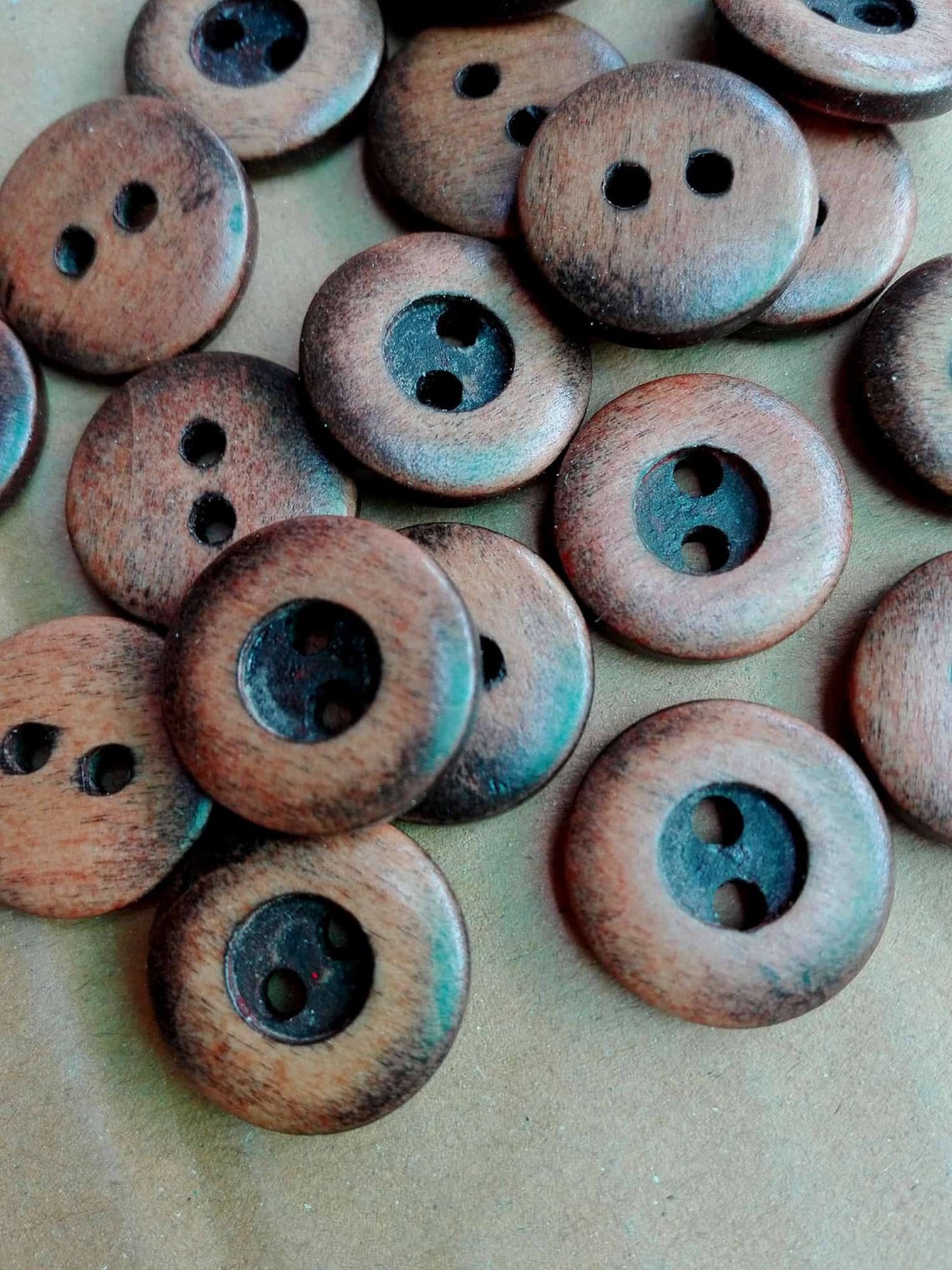 15mm Dark Brown Wooden Buttons 2 Hole Wood Button Wooden | Etsy