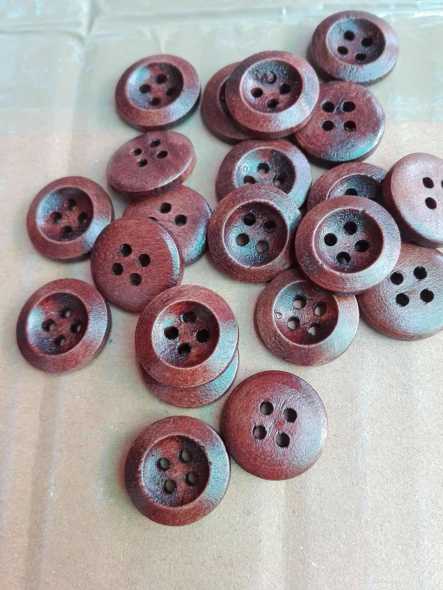15mm Dark Brown Wooden Buttons - 4 Hole Wood Button - Wooden Buttons ...