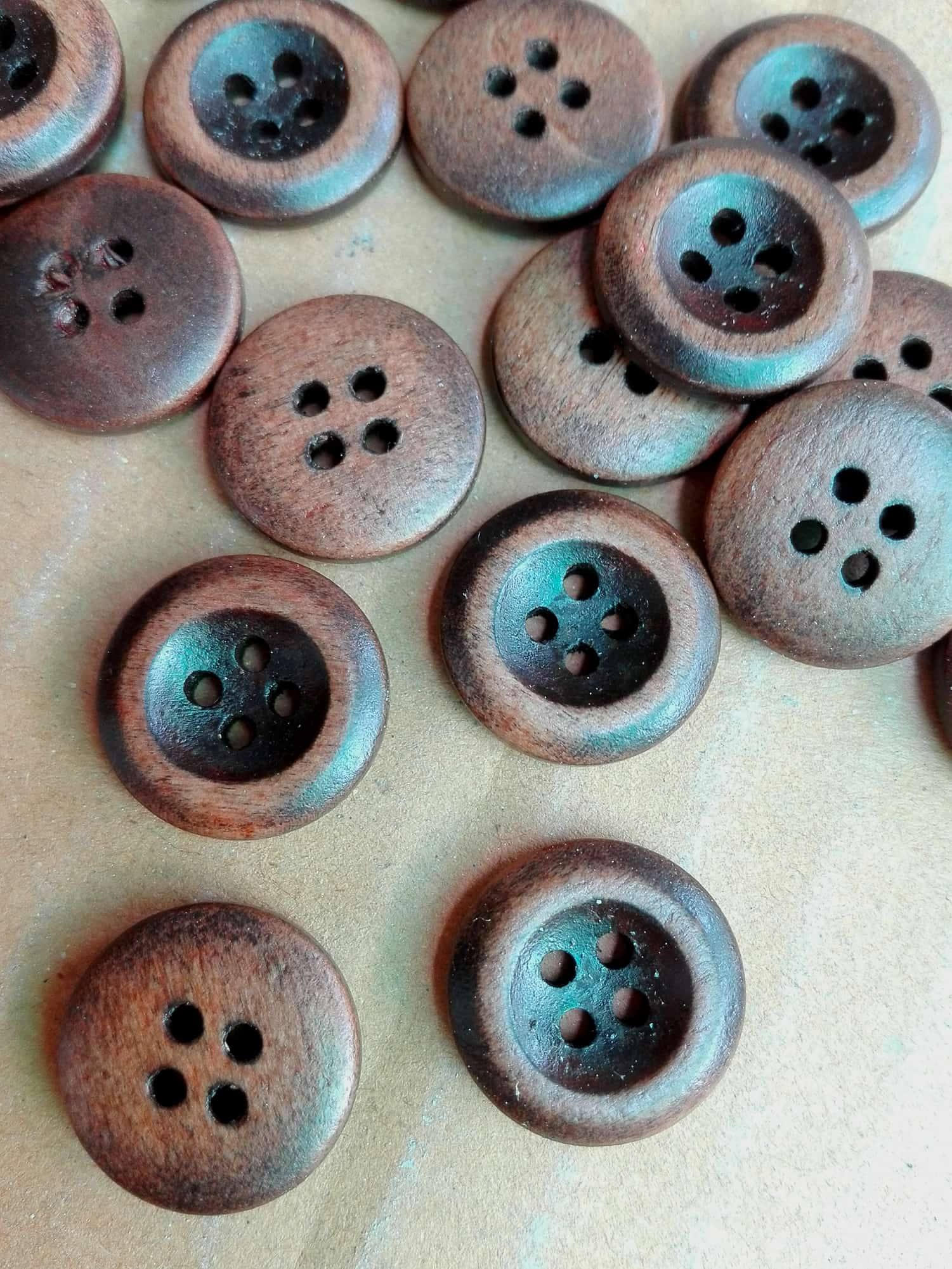 15mm Dark Brown Wooden Buttons - 4 Hole Wood Button - Wooden Buttons ...